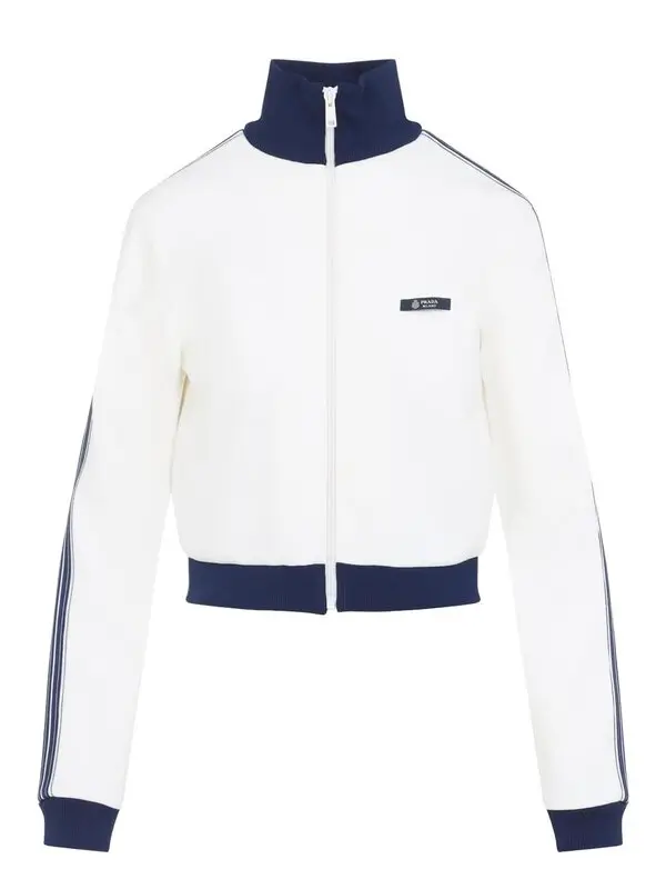 Prada Tech Fabric Zip-up Logo Jacket - White