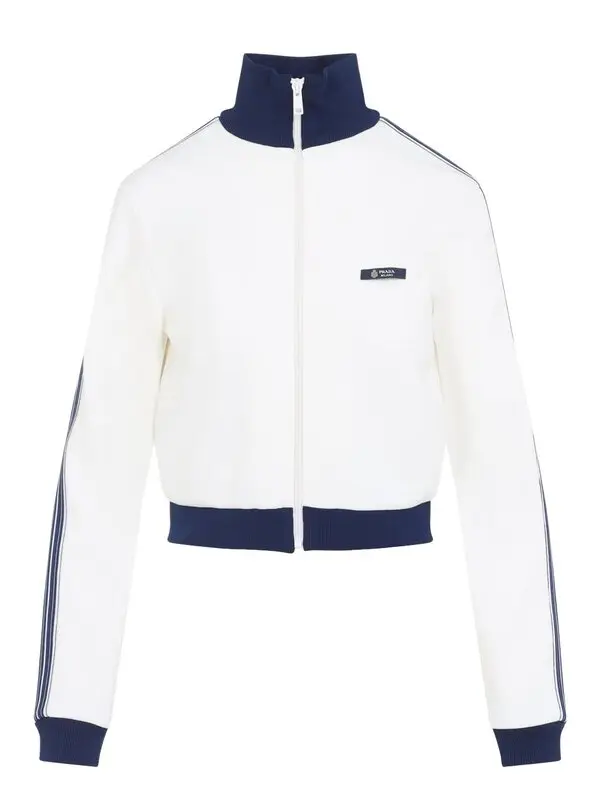 Prada Tech Fabric Zip-up Logo Jacket - White