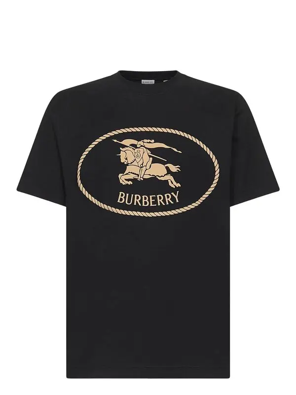 Burberry Black Cotton Knight Stamp T-shirt - Multicolor