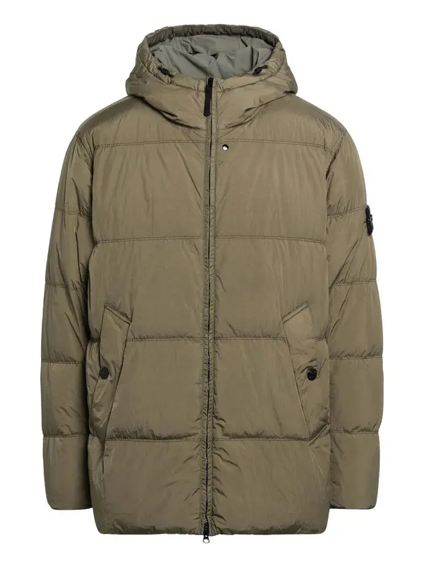 Stone Island Water-repellent Puffer Jacket In Military Nylon - Green