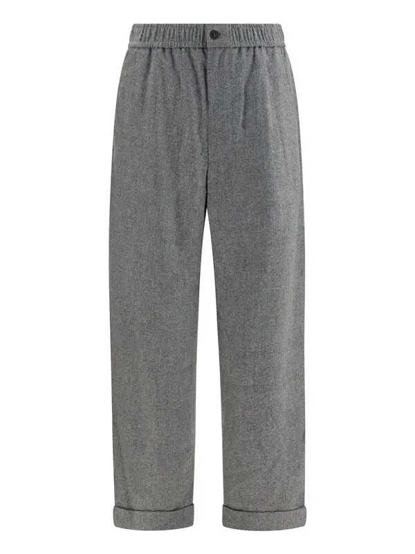 Giorgio Armani Oversized Pants In Wool And Cashmere With Denim Effect - Gray