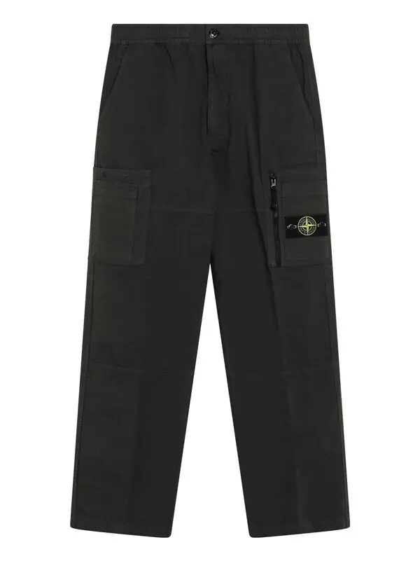 Stone Island Loose Cargo Trousers In Grey Cotton Ripstop - Gray