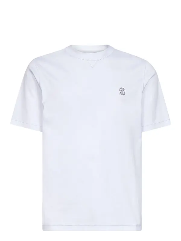Brunello Cucinelli White Solomeo Crest Crewneck T-shirt - Multicolor
