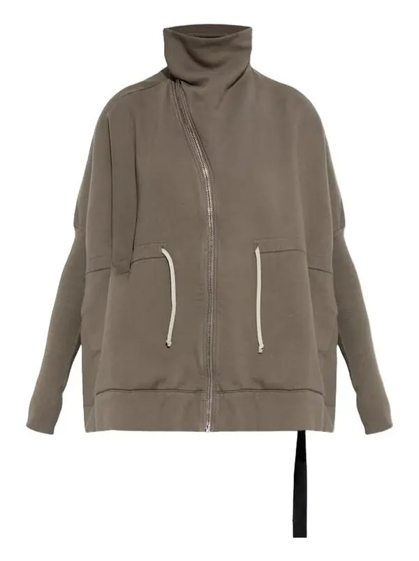 Rick Owens Cotton Funnel Neck Sweatshirt - Gray