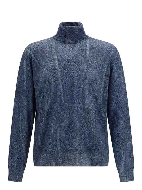 Etro Printed Turtleneck Sweater - Blue