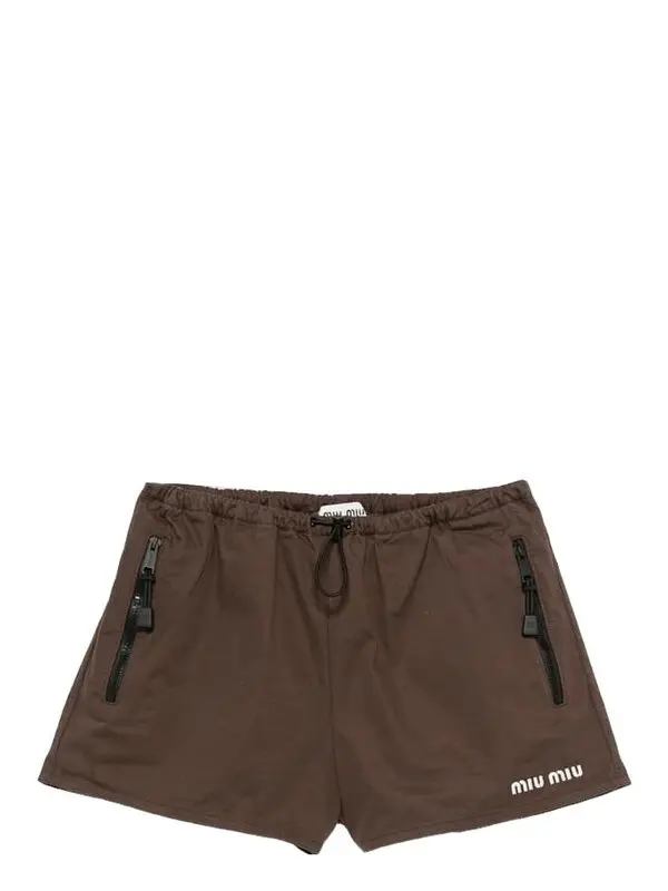 Miu Miu Cotton Mini Shorts - Brown