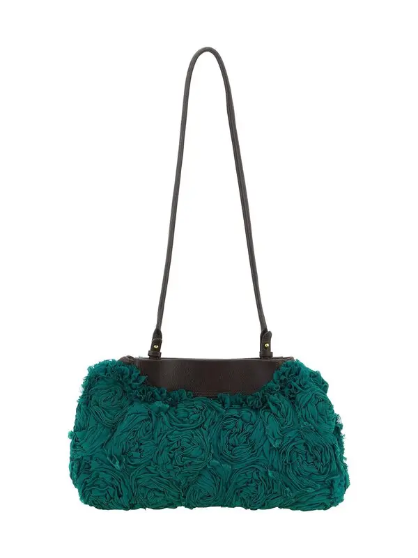 Dries Van Noten Rose Embellished Clutch - Green