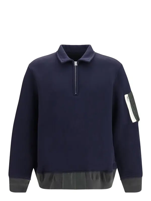 Sacai Terry Cloth Zip Polo - Blue