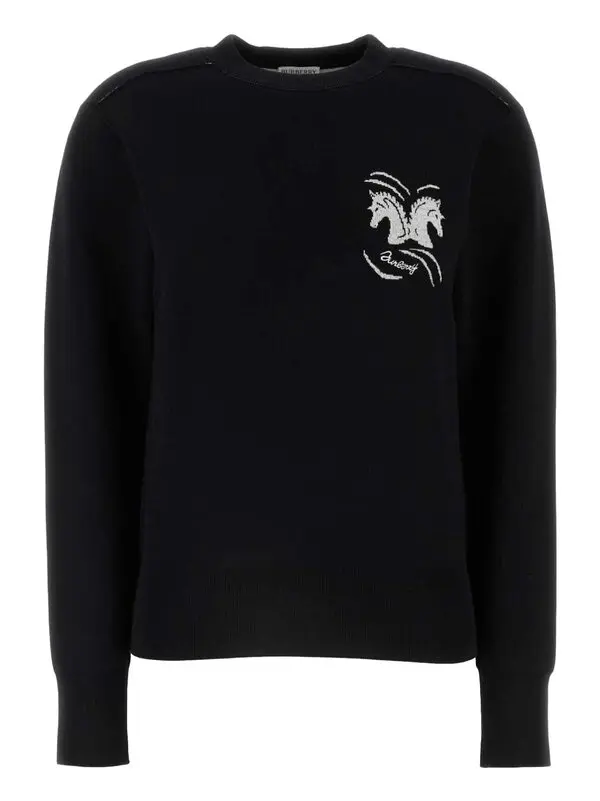 Burberry Stretch Wool Blend Sweater - Black
