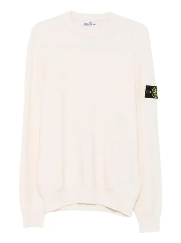 Stone Island Virgin Wool Crew Neck Jumper - Cream