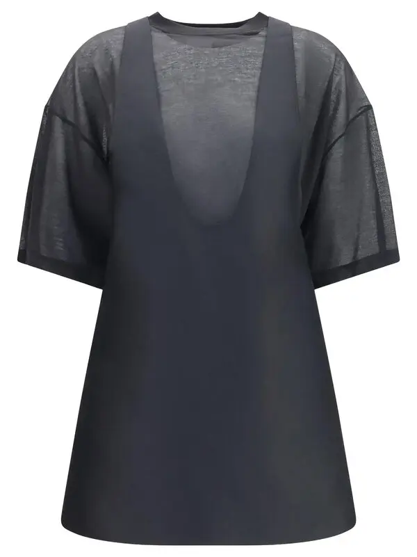 Balenciaga Hybrid Dress With Sheer T-shirt - Black
