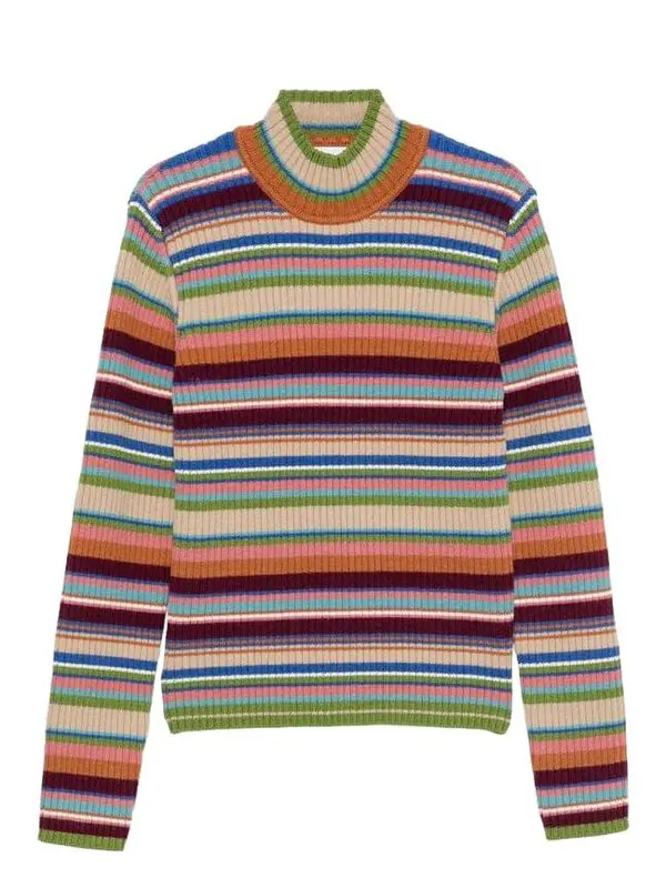 Dries Van Noten Striped High Neck Jumper - Cream