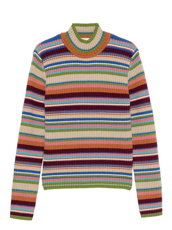 Dries Van Noten Striped High Neck Jumper - Cream