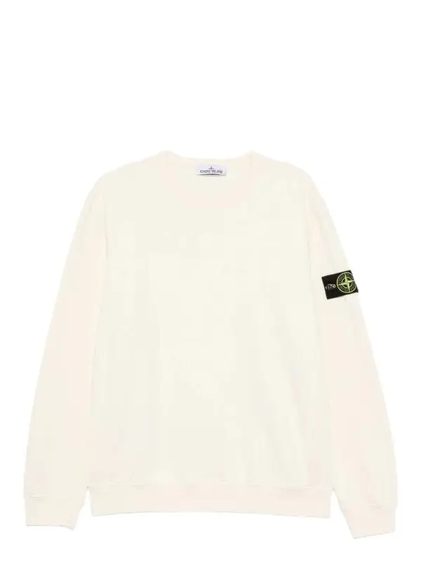 Stone Island Logo Patch Crew Neck Sweatshirt - Cream