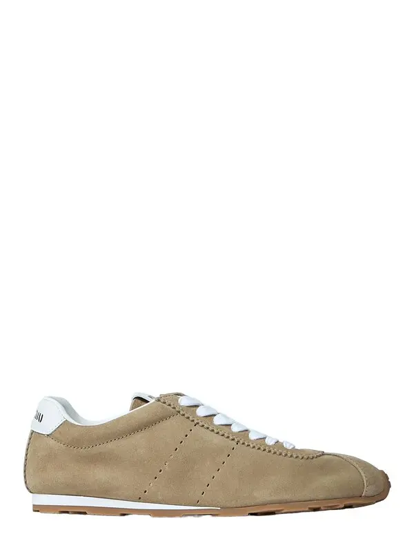 Miu Miu Suede Plume Sneakers - Cream