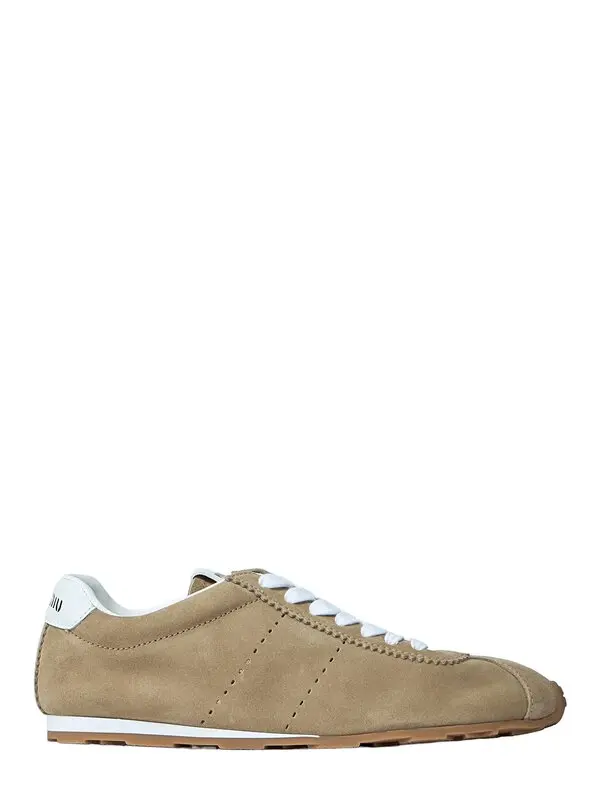 Miu Miu Suede Plume Sneakers - Cream