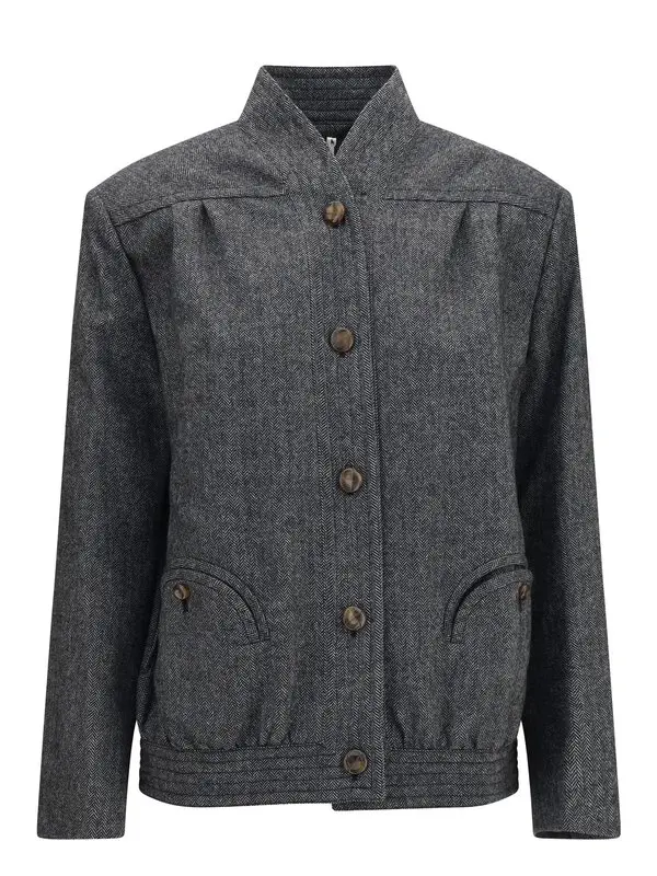 BLAZÉ MILANO Blazè Milano Coiba Herringbone Wool Blend Jacket - Gray