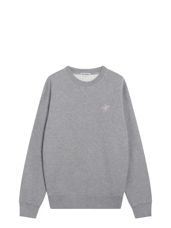 JW Anderson Grey Cotton Sweatshirt With Embroidered Logo - Gray