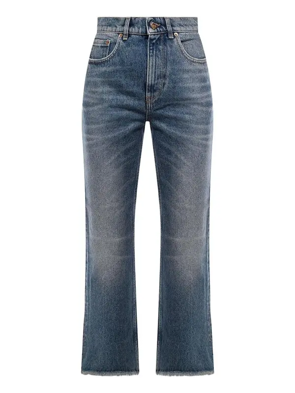 GOLDEN GOOSE Derin New Cropped Flare Jeans With Back Logoed Patch - Multicolor