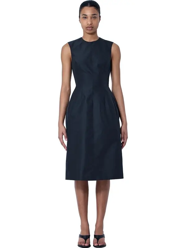 JIL SANDER Sleeveless Structured Midi Dress - Black