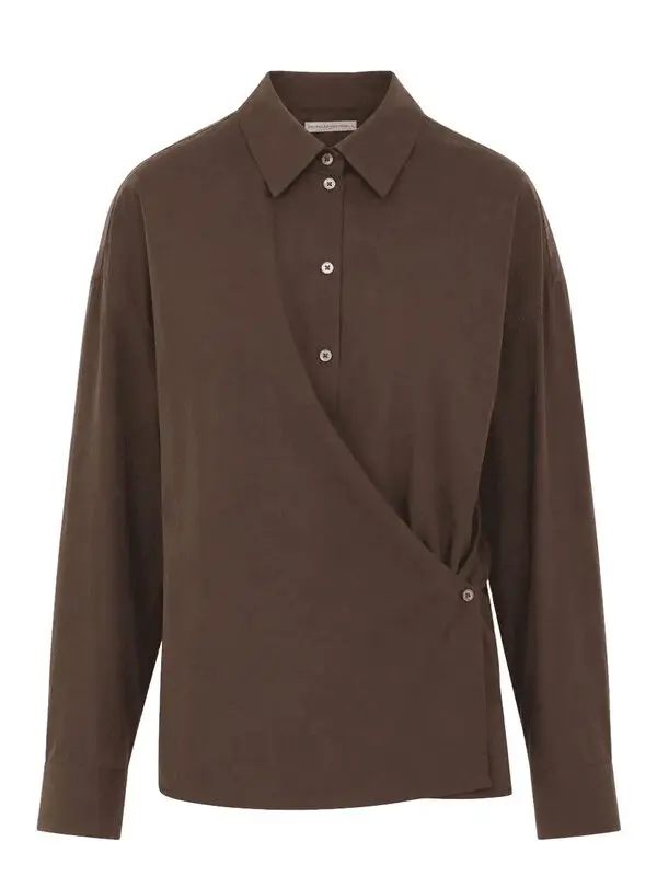 LEMAIRE Twisted Silk-blend Shirt - Brown