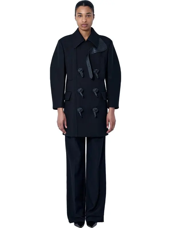 Bottega Veneta Double-breasted Wool Coat With Knot Details - Black