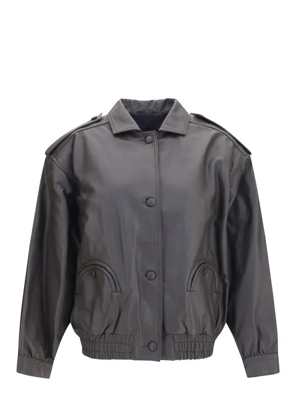 BLAZÉ MILANO Charlie Ares Leather Bomber Jacket - Black