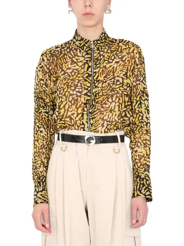 Givenchy Animal Print Zip-up Long Shirt - Multicolor