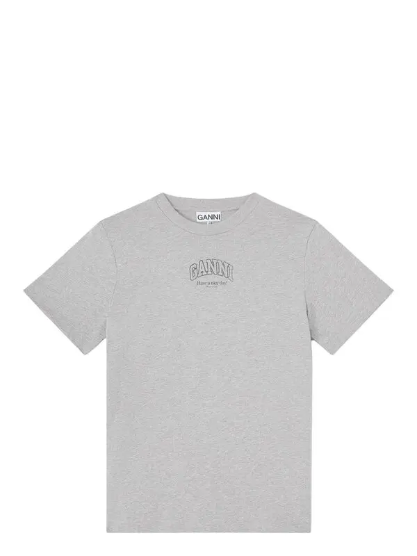 GANNI Logo Print T-shirt - Gray