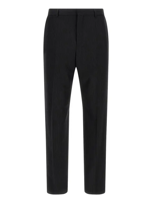 Saint Laurent Wool Pinstriped Tailored Trousers - Black