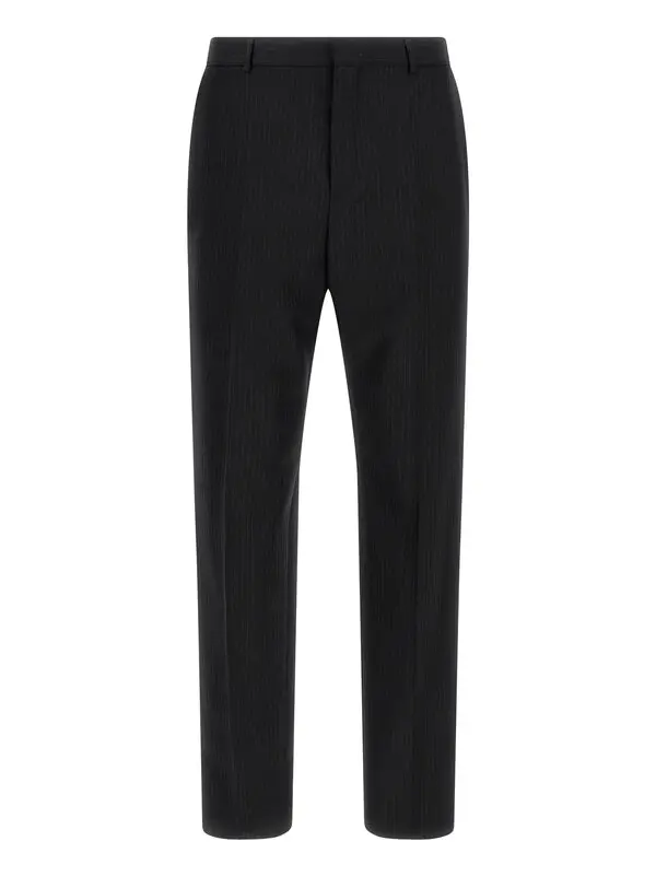 Saint Laurent Wool Pinstriped Tailored Trousers - Black