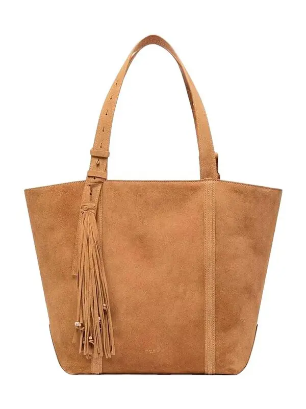 GOLDEN GOOSE 24/7 East West Bag In Suede With Fringes - Brown