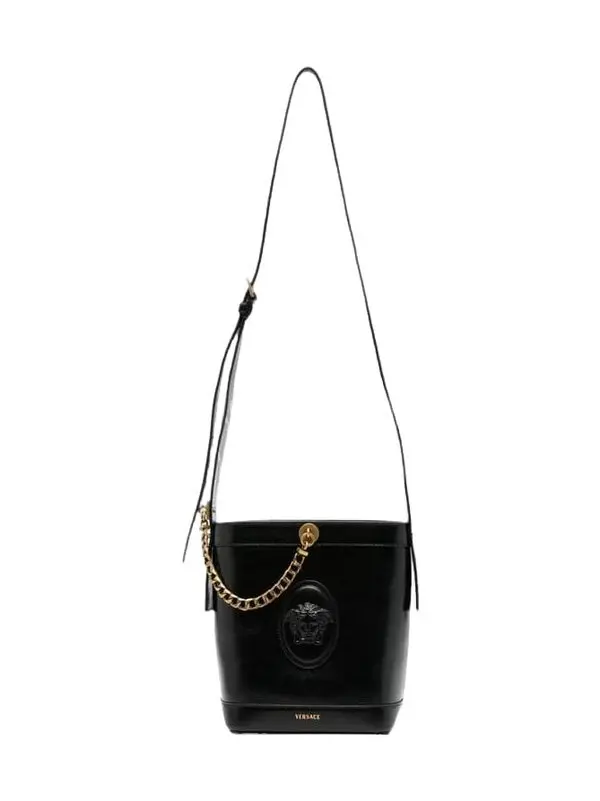 Versace Calf Leather Bucket Bags - Black
