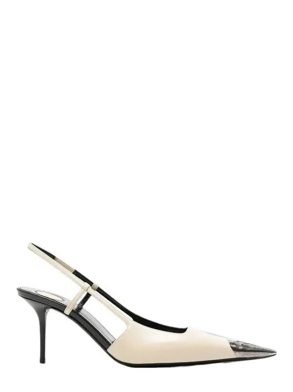 Saint Laurent Lamb Skin Slingback Pumps - Cream