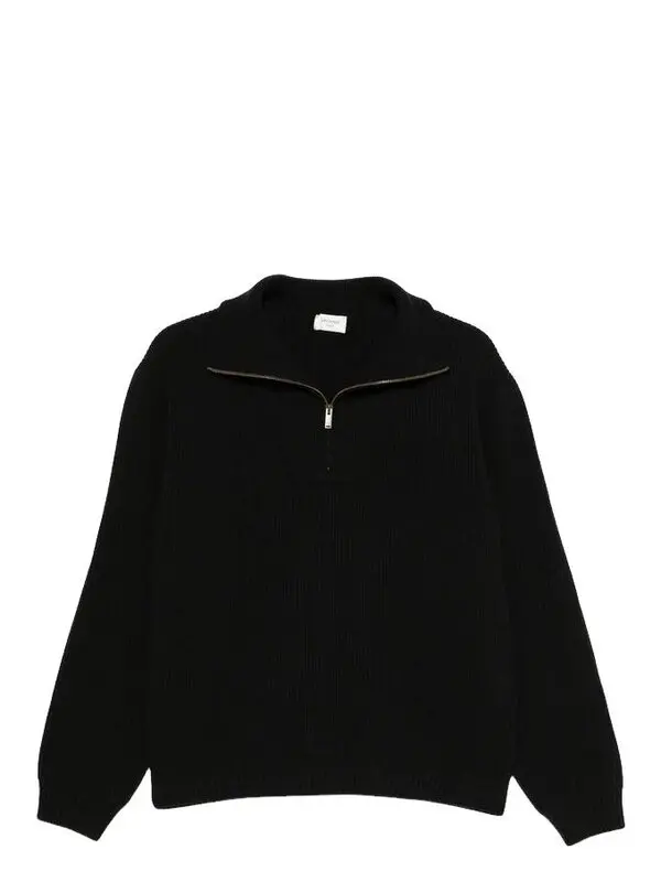 Saint Laurent Wool Ribbed Knit Pullover - Black