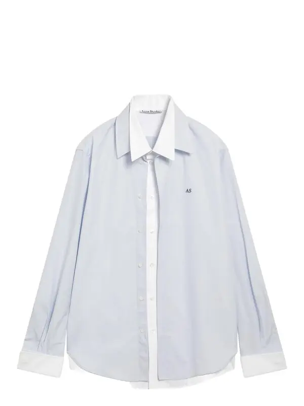 Acne Studios Layered Poplin Button-up Shirt /white - Blue