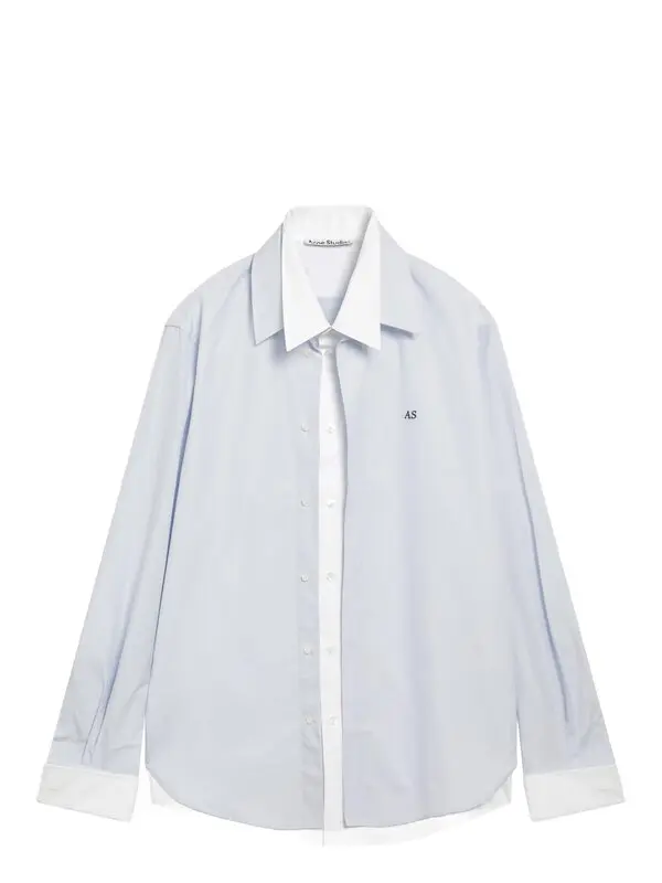 Acne Studios Layered Poplin Button-up Shirt /white - Blue