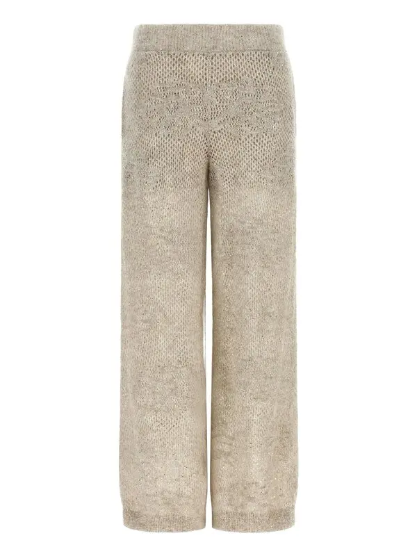 Brunello Cucinelli Dazzling Abstract Leaf Trousers - Cream
