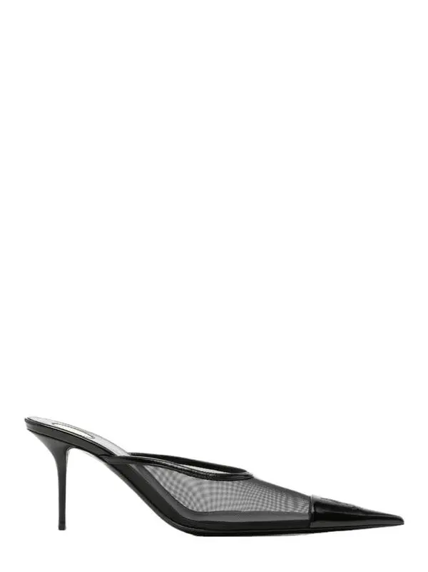 Saint Laurent Cassandre Logo Plaque Mules - Black