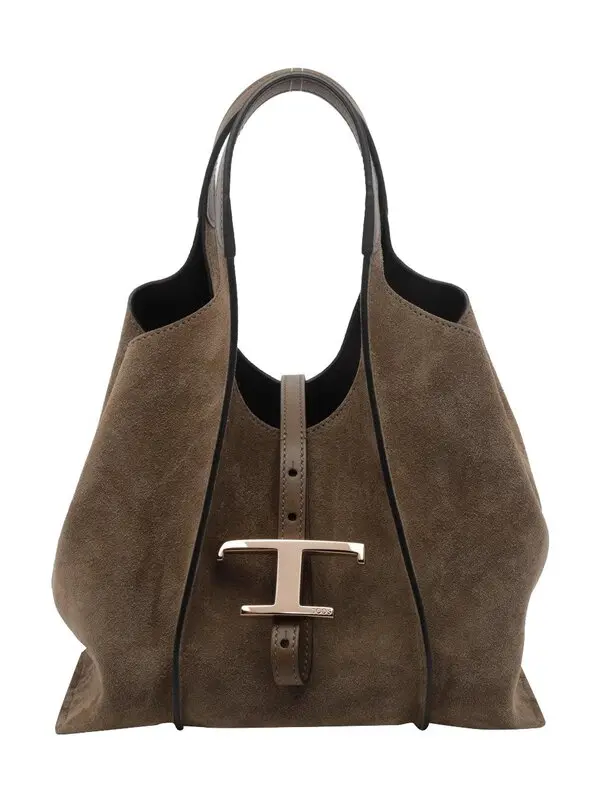 TOD'S Mini Suede T Timeless Shopping Bag - Brown