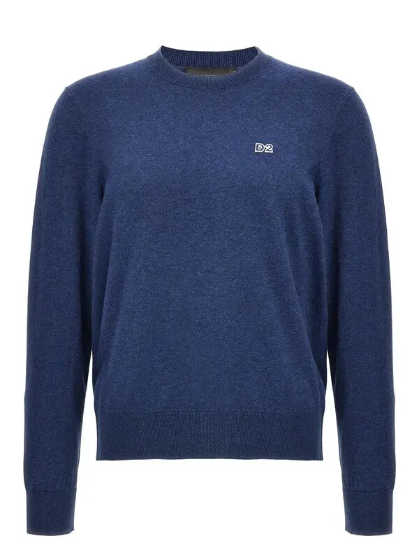 Dsquared2 Melange Cotton Crewneck Sweater - Blue