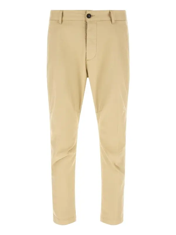 Dsquared2 Curved Cut Stretch Cotton Drill Cargo Trousers - Cream
