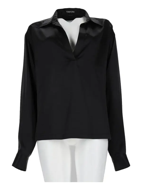 TOM FORD Silk V-neck Blouse - Black