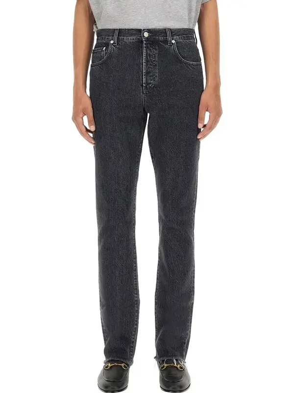 Gucci Label Denim Pants - Black