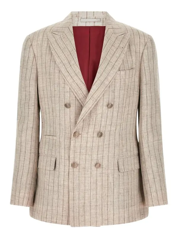 Brunello Cucinelli Pinstripe Twill Blazer - Gray