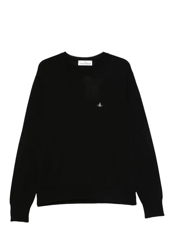 VIVIENNE WESTWOOD Orb Embroidered Organic Cotton Jumper - Black
