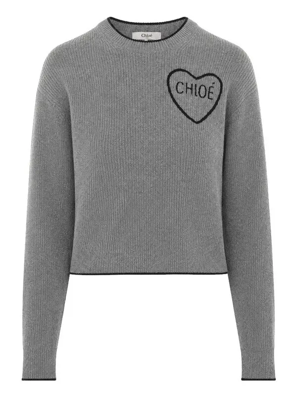 Chloé Logo Heart Sweater - Gray
