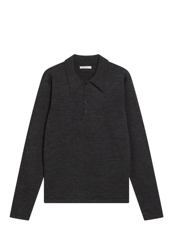 LEMAIRE Grey Long-sleeve Wool Polo Shirt - Brown