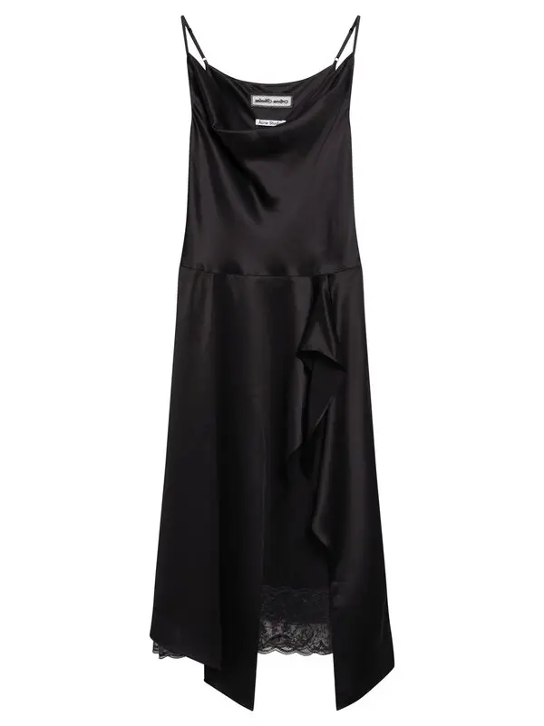 Acne Studios Shiny Satin Slip Dress Dark - Brown