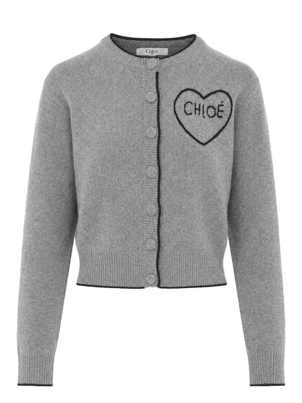 Chloé Knitted Logo Cardigan - Gray